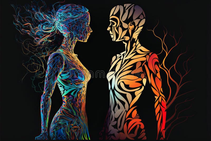 Collaboration Abstract Art (generative AI) Stock Illustration ...