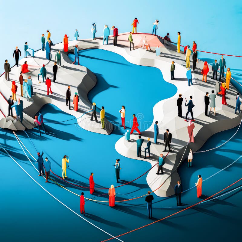 Illustration Depicting a People Working Colectively Together ...