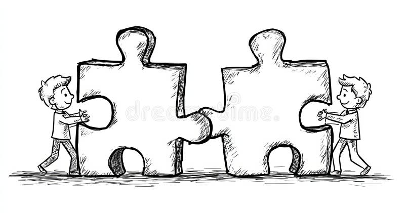 Collaboration and Alignment are Symbolized by Two Individuals Pushing ...