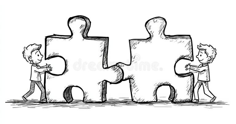 Collaboration and Alignment are Symbolized by Two Individuals Pushing ...