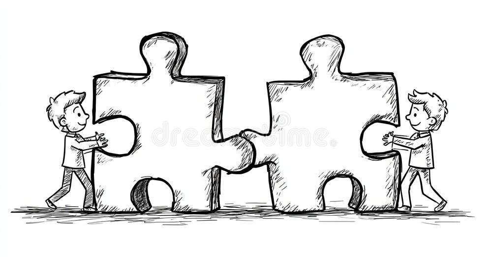 Collaboration and Alignment are Symbolized by Two Individuals Pushing ...