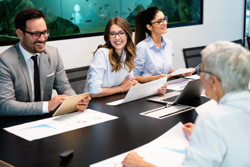 Collaboration and Analysis by Business People Working in Office Stock ...