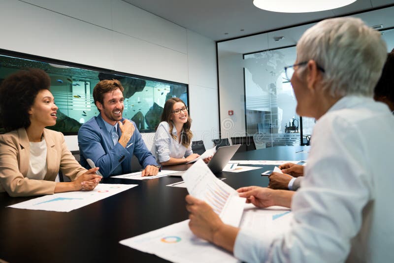 Collaboration and Analysis by Business People Working in Office Stock ...