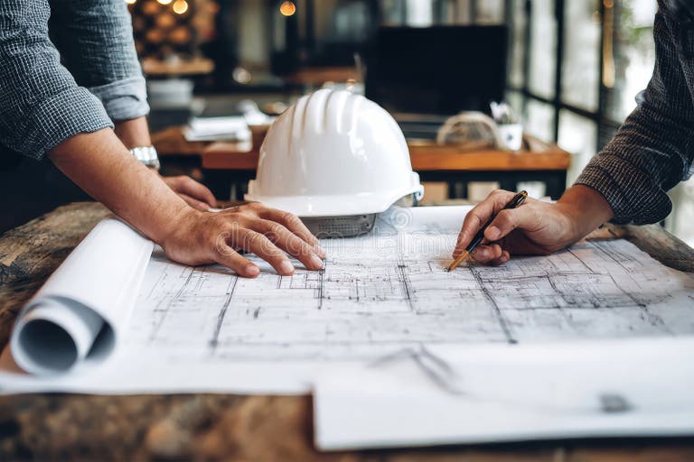 Collaboration between Architects Discussing Construction Plans in ...