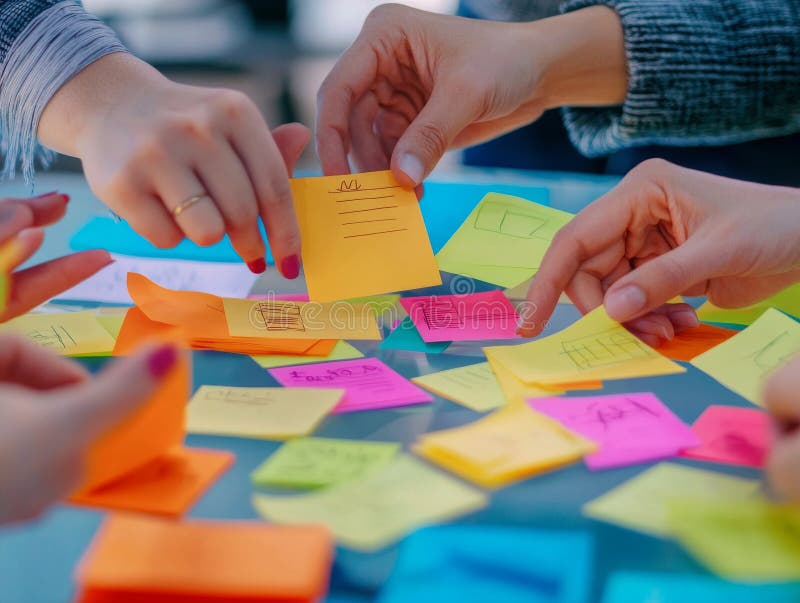 Collaboration and Brainstorming with Sticky Notes. Stock Image - Image ...