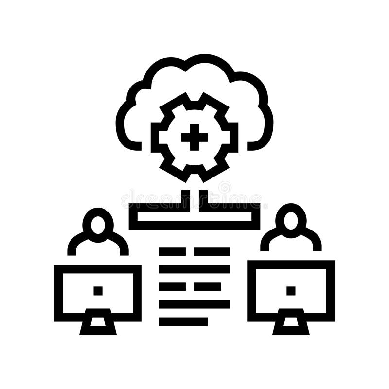 Collaboration Cloud Computing Line Icon Vector Illustration Stock ...