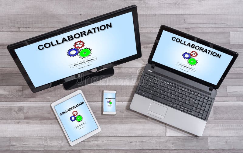 Collaboration Concept on Different Devices Stock Image - Image of ...