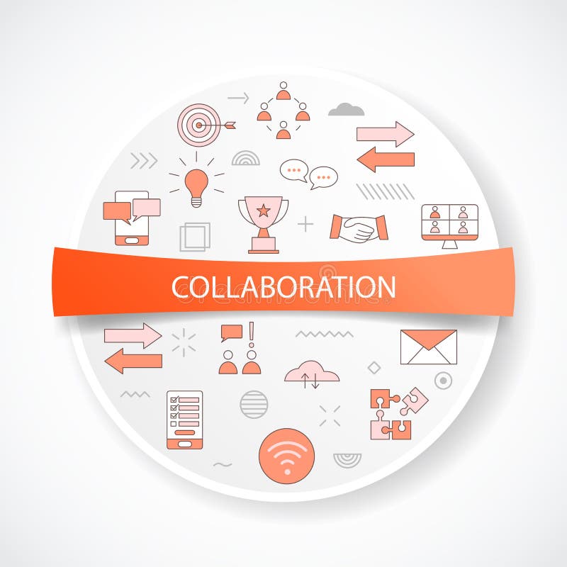 Collaboration Concept with Icon Concept with Round or Circle Shape ...
