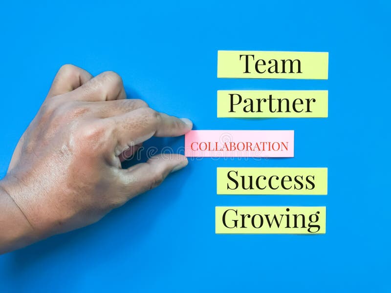 Collaboration Concept with Keywords Written on Sticky Note. Stock Photo ...