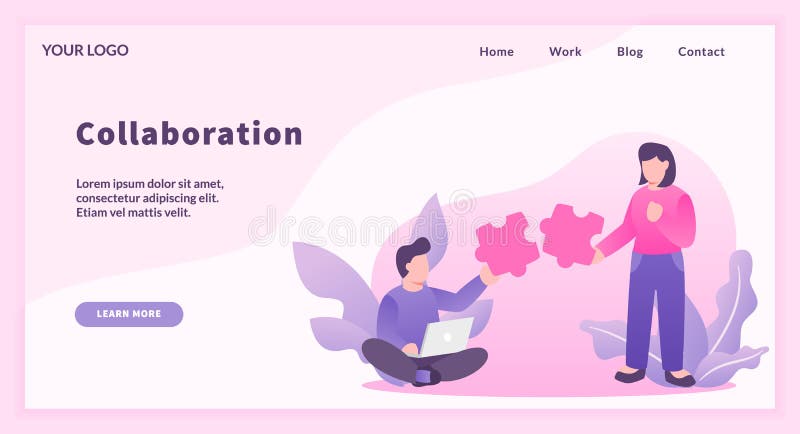 Collaboration Concept with Man and Woman Matching Puzzle As Team Work ...