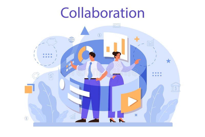 Collaboration Concept. Office Characters Working in Team Stock ...