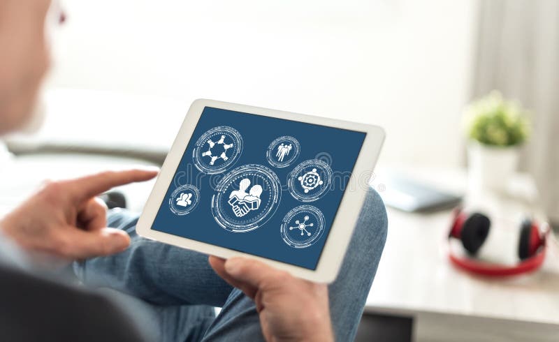 Collaboration Concept on a Tablet Stock Image - Image of business, work ...