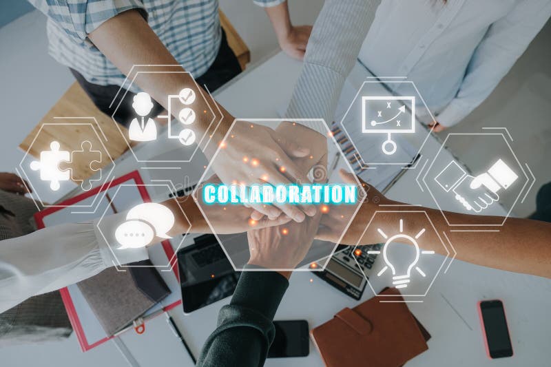 Young Business People Putting Their Hands Together with Collaboration ...