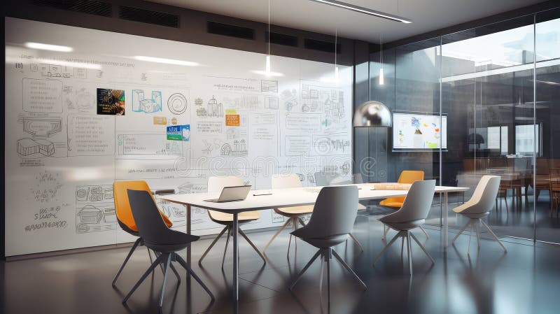 Collaboration Conference Room Wall Stock Illustration - Illustration of ...