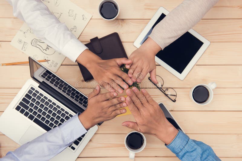 Collaboration Connection Team Brainstorming Inity. Teamwork Stacking ...