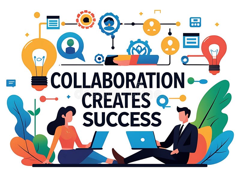 Collaboration Creates Success through Teamwork and Shared Ideas Stock ...