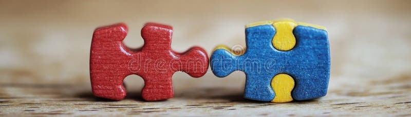 Collaboration and Effort Two Puzzle Pieces Fitting Together for Success, Achieving Goals ...