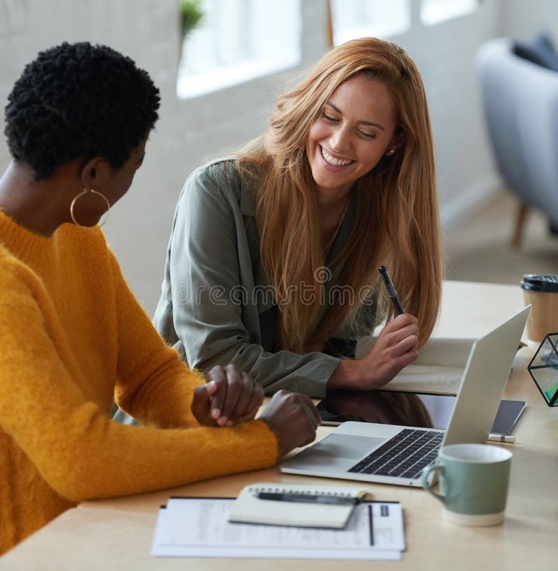 Collaboration, Friends and Students with a Laptop at Desk in University ...