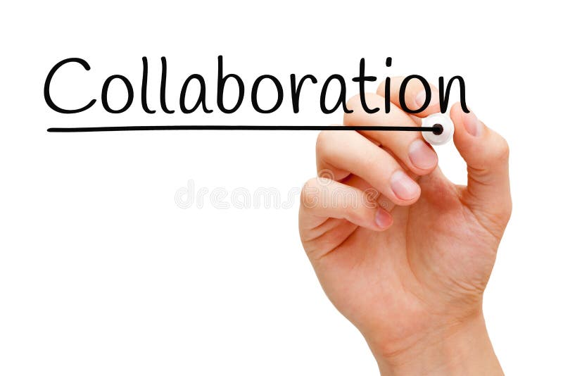 Collaboration Hand Black Marker Stock Image - Image of help ...