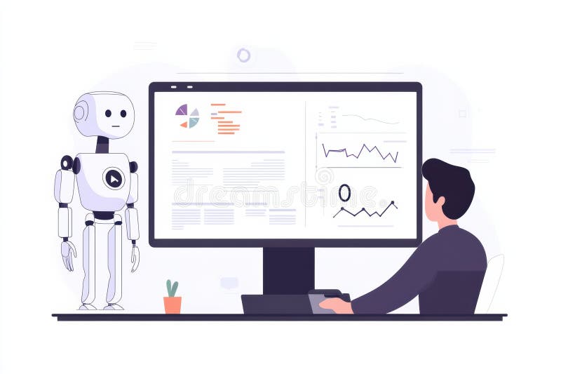 Collaboration between Human and AI at a Workstation in a Modern Office ...