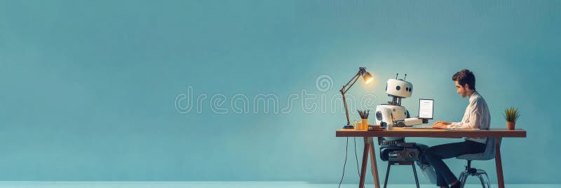 Collaboration between Human and Robot at a Desk during Work Hours on a ...