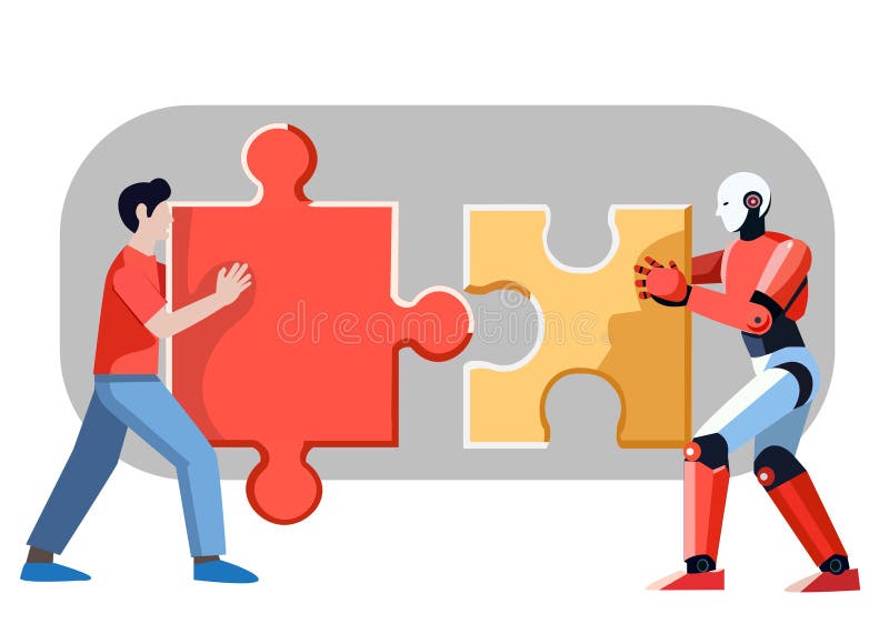 Collaboration between Humans and Robots that Can Work Together Stock ...