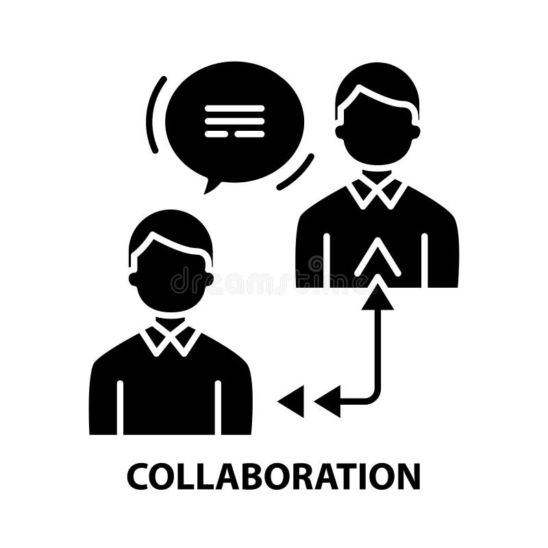 Collaboration Communication Icon, Black Vector Sign with Editable ...
