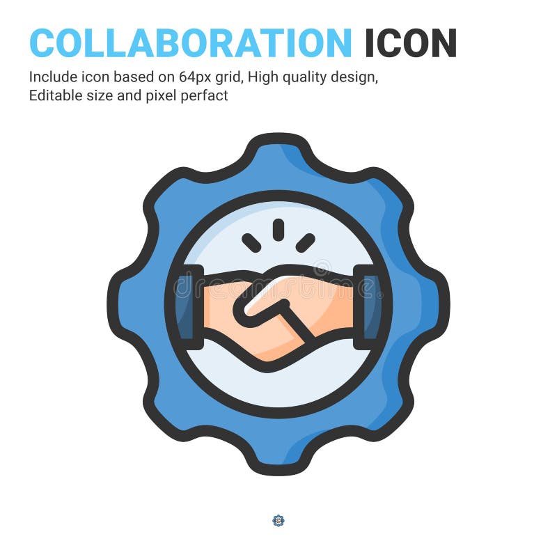 Collaboration Icon Vector with Outline Color Style Isolated on White ...