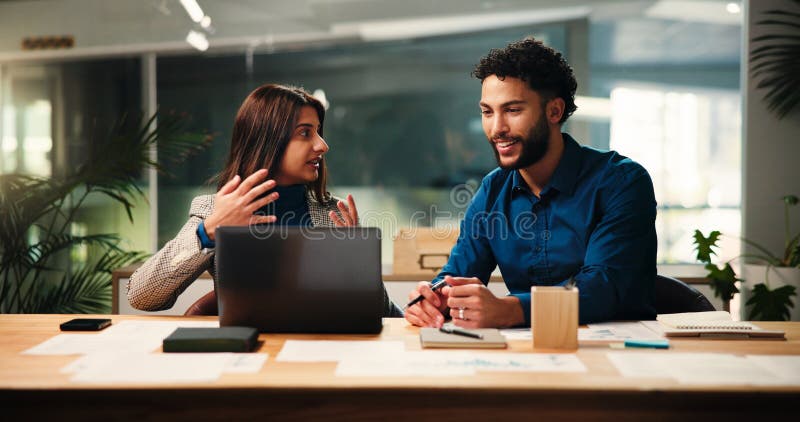 Collaboration, Laptop and Planning with Business People in Office ...