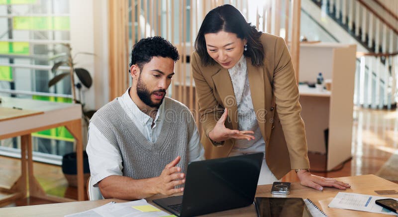 Collaboration, Laptop and Business People in the Office Together for a ...