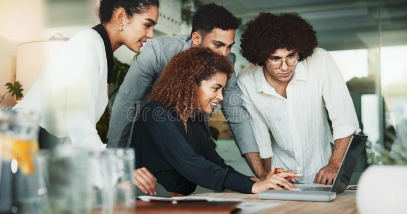 Collaboration, Laptop and Project Management with Business People in ...