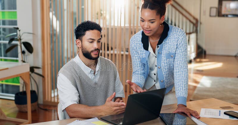 Collaboration, Laptop and Business People in the Office Together for a ...