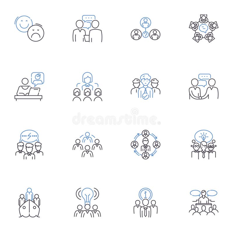 Collaboration Methods Line Icons Collection Brainstorming Teamwork Synergy Partnership