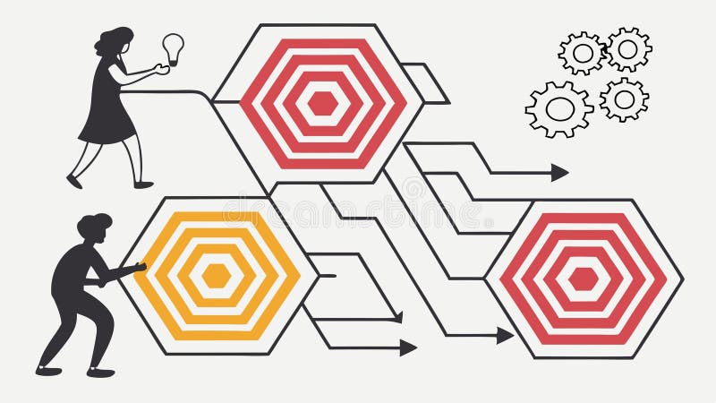 Collaboration Moving Hexagonal Blocks, Teamwork Structure Vector ...