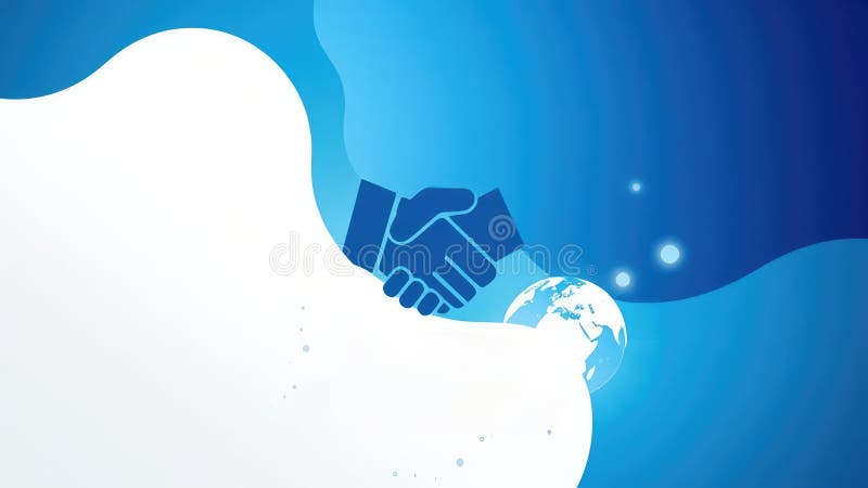 Collaboration between Nations Symbolized by Handshake and Global ...