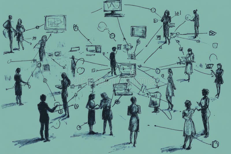 Collaboration Network People Digital Connections Green Background Stock ...