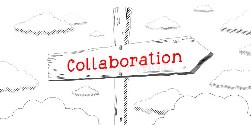 Collaboration - Outline Signpost with One Arrow Stock Illustration ... Collaboration - Outline Signpost with One Arrow Stock Illustration ...