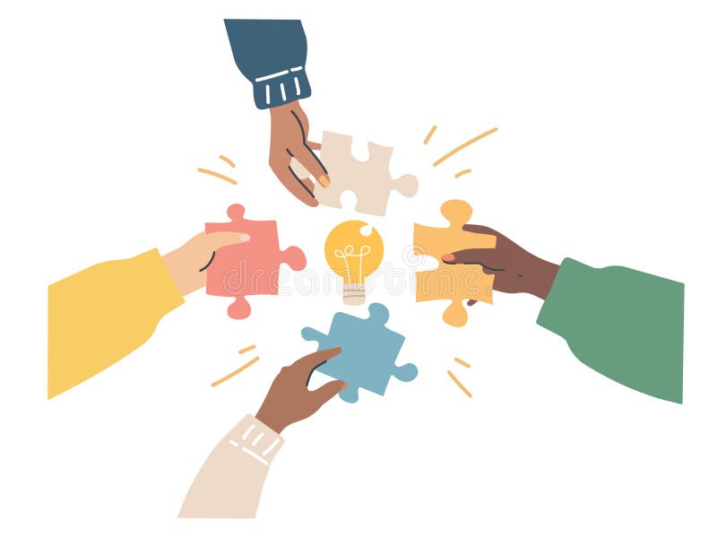 Collaboration in Problem Solving through Puzzle Pieces. Vector ...