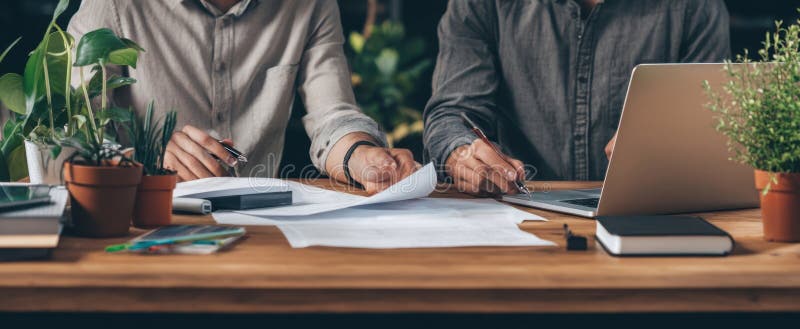 The Collaboration of Professionals Analyzing Documents in a Modern Workspace..AI Generated Image ...