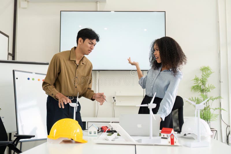 Collaboration and Renewable Energy Planning. Team Discussing Eco ...