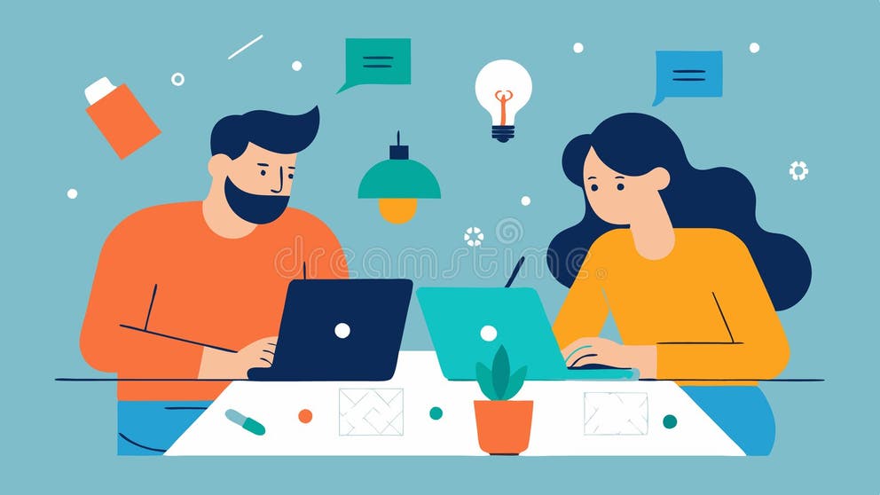 Collaboration Session Two Animators Sitting Together at a Table ...