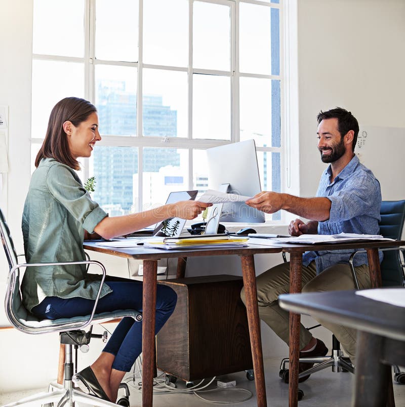 Collaboration, Sharing and Man and Woman at Creative Agency, Team ...