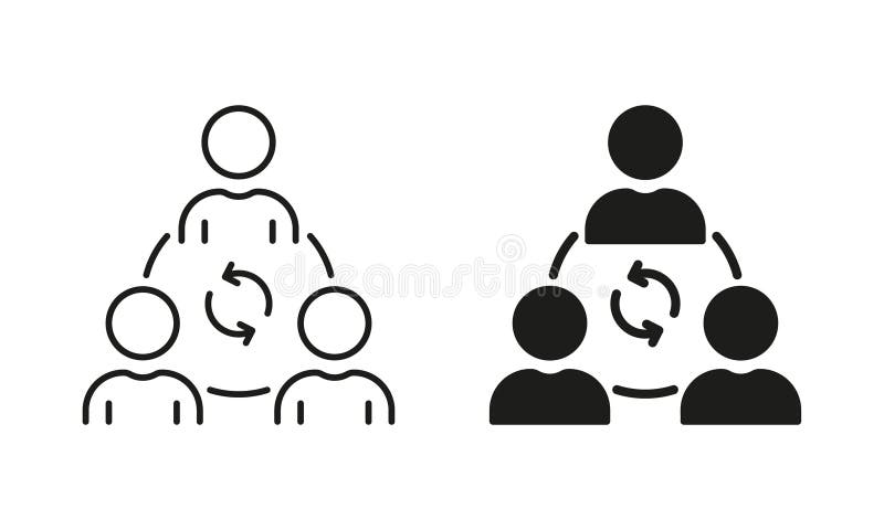 Collaboration Silhouette and Line Icon Set. Team Work of People Group ... Collaboration Silhouette and Line Icon Set. Team Work of People Group ...