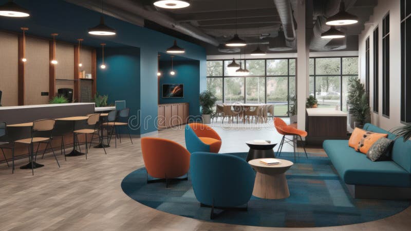 A Lively Collaboration Space with a Vibrant Color Scheme and a Variety ...