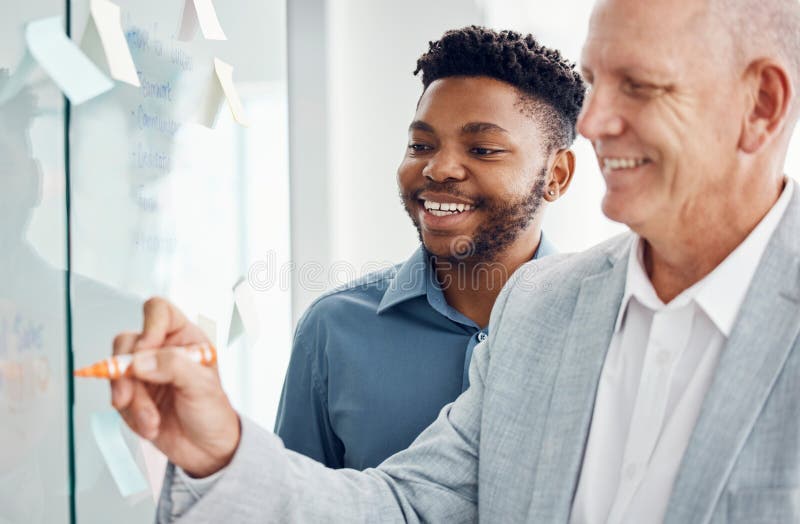 Collaboration, Support or Teamwork on Post it for Vision, Target and ...