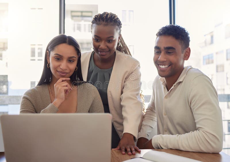 Collaboration, Teamwork and Business People with Laptop and Boss with ...