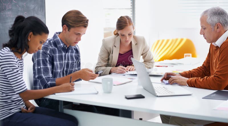 Collaboration, Teamwork and Support for People in Office with Laptop ...