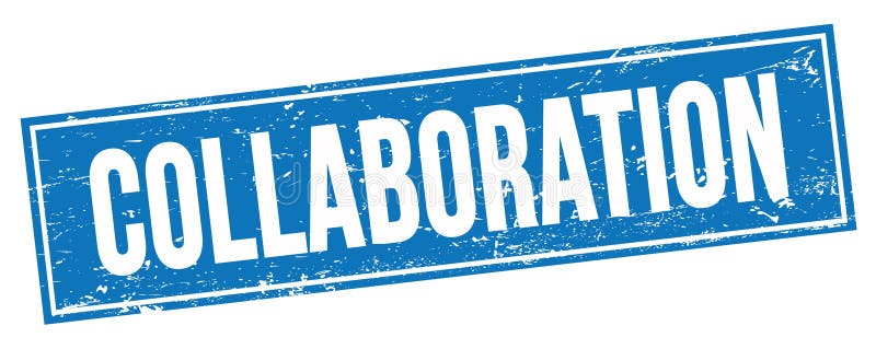 COLLABORATION Text on Blue Grungy Rectangle Stamp Stock Illustration ...