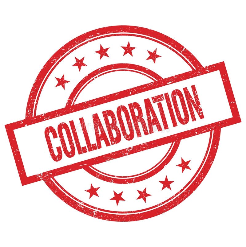 COLLABORATION Text Written on Red Vintage Round Stamp Stock ...