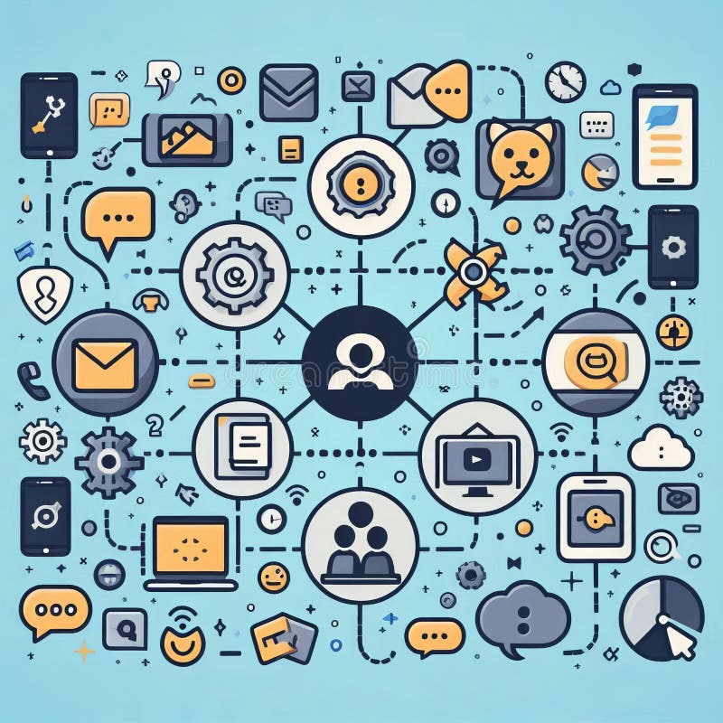 Collaboration Tools Integration Icons of Different Collaboration Stock ...